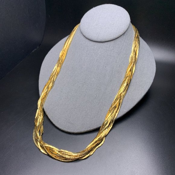 Vintage | Jewelry | Multi Cobra Chain Necklace Gold Tone Layered 24 ...